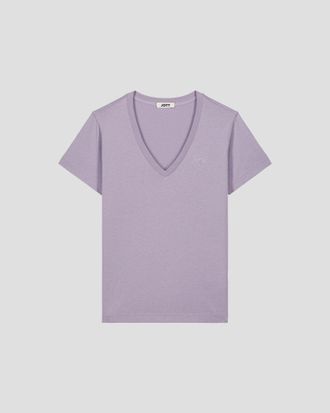 Jott T-shirt uni col V en coton Encens violet Sofia 2.0 - Taille XL