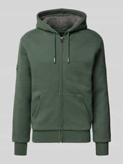 Superdry Regular Fit Sweatjacke mit geteilter K&auml;nguru-Tasche Modell Borg