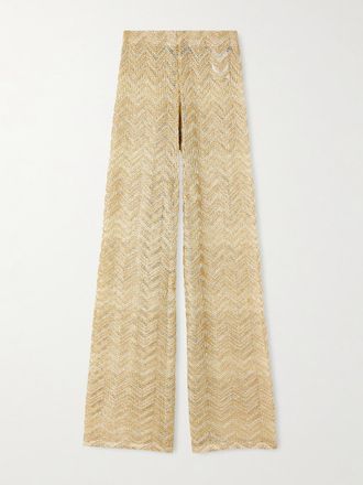 Missoni Zigzag Hose Mit Weitem Bein Aus Metallic-h&auml;kelstrick - Gold