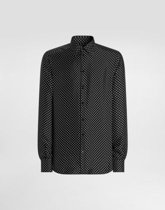 Dolce & Gabbana Hemd Martini Aus Seidentwill Mit Polka-dot-print - Mann Hemden Multicolor 40