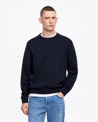 Arket Leichter Baumwollpullover Mit Rundhalsausschnitt -Blau