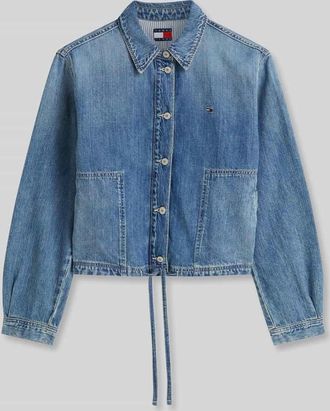 Tommy Jeans Relaxed Fit Jeansjacke aus Baumwoll-Leinen-Mix mit Tunnelzug
