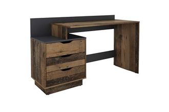 Byliving Schreibtisch Belfast/Rechts oder Links montierbar / 3 Schubk&auml;sten/Old Navy - Anthrazit/B&uuml;rotisch/Schreibtisch/B 138, H 83,5, T 51,5 cm