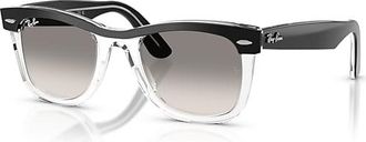 Ray-Ban Wayfarer Street Neat Sonnenbrillen Schwarz Auf Transparent Fassung Grau Glas 50-22