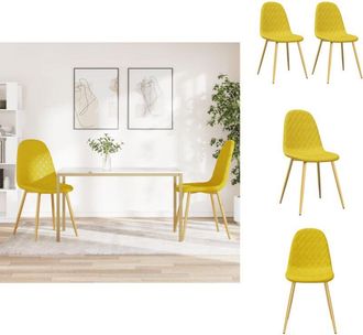 vidaXL Esszimmerst&uuml;hle 2 Stk. Senfgelb Samt - Esszimmerst&uuml;hle - Samtst&uuml;hle - Sessel - Bequeme St&uuml;hle - Goldene Stuhlbeine