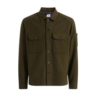 C.P. Company Overshirt aus Filzwolle - - Jackets - Herren - Gr&uuml;n - S