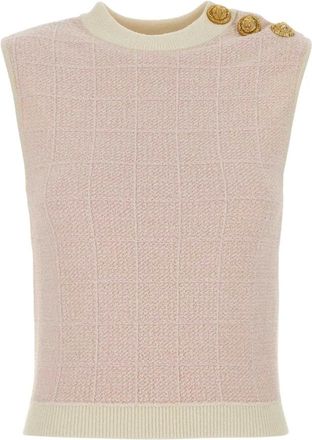 Balmain Femme, Pulls, Rose, Taille: 38 FR Tweed Tank Top
