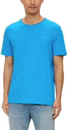 s.Oliver T-Shirt mit Flammgarn-Struktur und Logo-Print