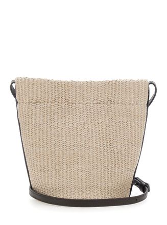 Brunello Cucinelli Womens Shoulder Bag Raffia Beige Cotton