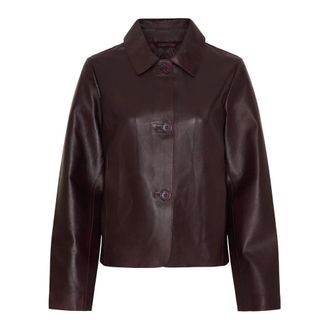Notyz Klassische Lederjacke mit Kn&ouml;pfen - - Jackets - Damen - Braun - 2XL