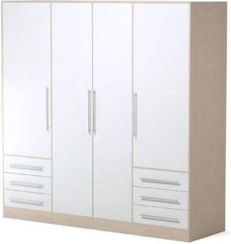 Les Tendances Les Tendances - jupiter Armoire de chambre style contemporain en bois agglomere blanc et chene - l 206,5 cm