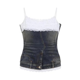 Balenciaga Patched Tank Top - - Tops - Damen - Blau - XS