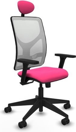 Piqueras y Crespo Schreibtischstuhl mit 3D-Armlehnen, h&ouml;henverstellbarer Lendenwirbelst&uuml;tze und festem Kopfteil, ausgestattet mit 3 Positionen und Schneideschaum, Wei&szlig;/