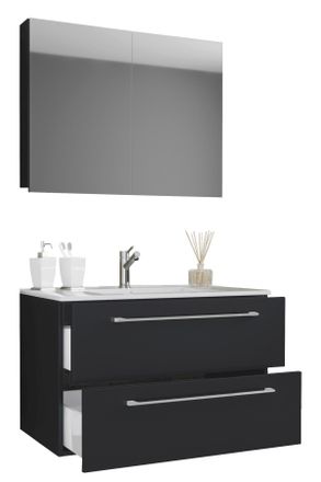 MID.YOU Mid.you Badezimmer VCM Badinos, Schwarz, Metall, 3-teilig, 2,2 Schubladen, 60 cm, h&auml;ngend, Badezimmer, Badm&ouml;belsets & Badm&ouml;belserien, Badm&ouml;bel-Sets
