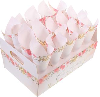 BESPORTBLE Papierkegel mit Tablett 20 L&ouml;cher Papiert&uuml;ten f&uuml;r Bl&uuml;tenbl&auml;tter Konfetti S&uuml;&szlig;igkeiten Kleine Blumenstr&auml;u&szlig;e Hochzeit Party Dekoration