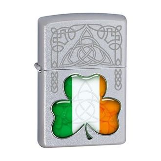Zippo Windproof Irish Flag Shamrock Lighter - Silver