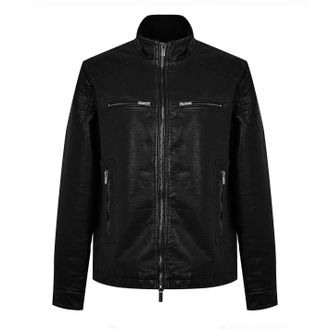 Firetrap Bikerjacke f&uuml;r Herren, Kunststoff (Schwarz)