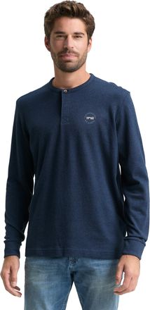 Tom Tailor Herren 1048587 Henley Langarmshirt aus Baumwolle, 39218-Real Teal Grindle Structure, L