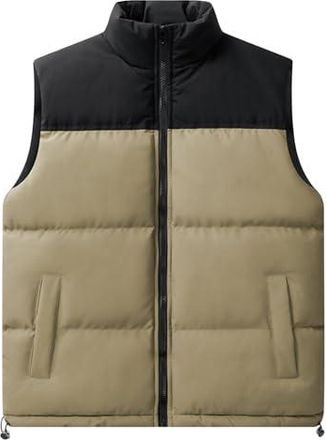 Generic Gilet dhiver chaud à col montant pour homme, veste sans manches, manteau dextérieur avec poches, style décontracté, marron, taille 7XL