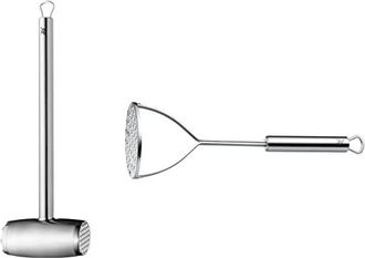 WMF Profi Plus Fleischhammer 34 cm, Fleischklopfer, Schnitzelklopfer, Cromargan Edelstahl teilmattiert, sp&uuml;lmaschinengeeignet & Profi Plus Kartoffelstampf