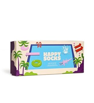 Happy Socks lot de 4 chaussettes dr&ocirc;les en coton, chaussettes piscine color&eacute;es et amusantes pour homme et femme