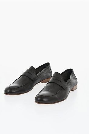 Corneliani Hammered Deer Leather Penny Loafers size 44,5