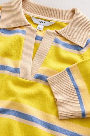 Next Sweater Gestreiftes Polooberteil mit V-Ausschnitt (1-tlg)