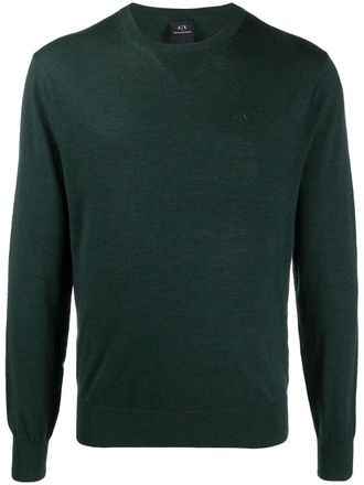 A|X Armani Exchange pull &agrave; logo brod&eacute; - Vert