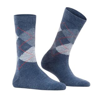 Burlington Femme, Sous-v&ecirc;tements, Bleu, Taille: ONE Size Argyle Patterned Socks