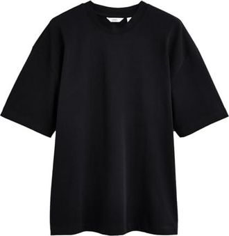 Next T-Shirt Épais pour Homme à Col Ras du Cou, 100% Coton Noir S