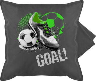 Shirtracer Kissenbezug - Kissen - Fußball Geschenke | Fußballgeschenk | Geschenk Fußballfan Fußball | Kleine Geschenke Fußballfans - 50 x 50 cm - Grau - groß fuß