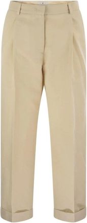 Pantaloni Torino Femme, Pantalons, Beige, Taille: 44 FR Pantalon habill&eacute; large &agrave; revers