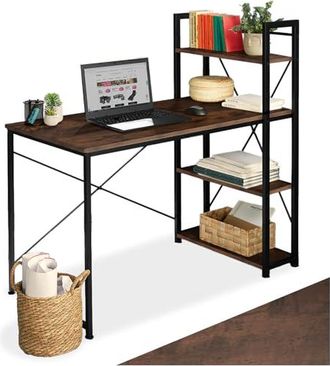 TecTake TecTake Bureau avec 3 &eacute;tag&egrave;res int&eacute;gr&eacute;es 122 x 61 x 120 cm, Table de Bureau Style Industriel, Bureaux Ordinateur Meuble pc Table de Travail Meuble Ord
