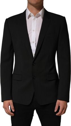 Dolce & Gabbana Single-Breasted Wool-Blend Blazer - Gray