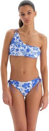 Dagi Fashion, One Shoulder Triangle Bikini Top Haut, Bleu-Blanc, 38 Femme