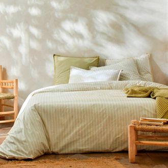 Nafnaf Housse De Couette 100% Coton Percale Bio Kerala Jaune C. 200 X 200 Cm Kaki