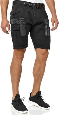 Indicode Hommes Jaramillo Cargo Shorts | Pantalon Court Cargo &agrave; 6 Poches en 100% Coton Black M