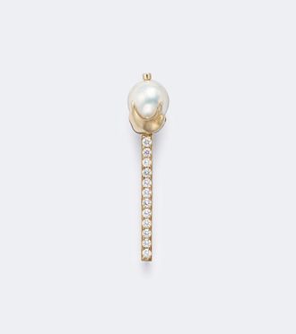 Mateo Bijoux Brosche aus 14kt Gelbgold mit Diamanten und S&uuml;&szlig;wasserperle
