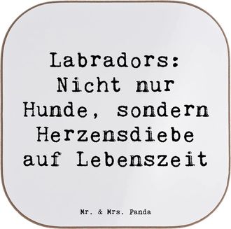Mr. & Mrs. Panda Untersetzer Glas Spruch Labrador Herzensdiebe - Geschenk, energiegeladener Hund, Hunderasse, bedingungslose Liebe, Coaster, loyaler Freund, gläserunte