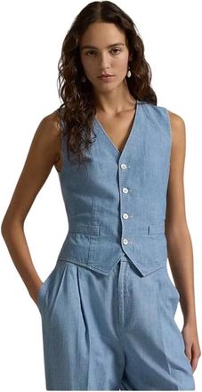 Polo Ralph Lauren Femme, Vestes, Bleu, Taille: 40 FR Chambray Cotton Vest