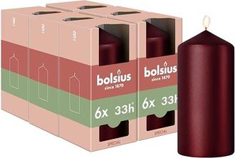 Bolsius Bolsius - Special Essentials - Glatte Stumpenkerzen - 4 stk; - Rot Metallic - 12cm - Dekorative Kerzen - Enth&auml;lt nat&uuml;rliches Pflanzenwachs - Ohne Palm