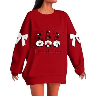 Generic Pull de Noël pour femme - Pull de Noël amusant et moche - Imprimé graphique festif - Manches longues - Style décontracté - Pour les fêtes de fin danné