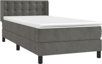 vidaXL Boxspringbett mit Matratze Dunkelgrau 80x200 cm Samt Vidaxl