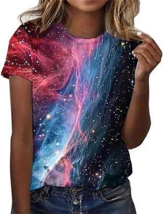 Generic Tee Shirt Femme Sport D&eacute;t&eacute; Manche Court Basiques Hauts T Shirt D&eacute;t&eacute; D&eacute;contract&eacute;e L&acirc;che Vetement Chic Manches Courtes Chemises L&acirc;che Et Respirant Coton