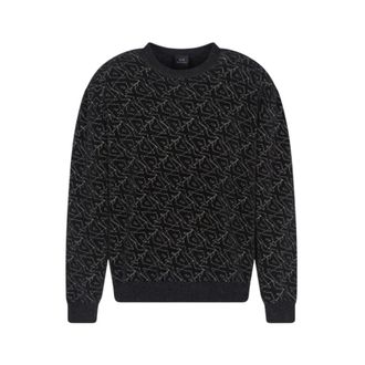 A|X Armani Exchange Rundhalspullover mit Allover-Logo - - Knitwear - Herren - Schwarzk - XS