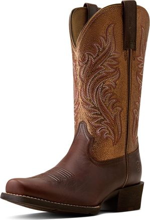 Ariat Womens Round Up Narrow Cutter Toe Western Boot in Espresso Copper Ridge, B Medium Width, Size 37.5, by Ariat