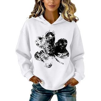 Generic HUIFUAO Sweat &agrave; capuche pour femme avec tr&egrave;fle amusant pour femme Costume irlandais de St Paddys Day Vert Irlande Tr&egrave;fle Chemise Vacances Haut &agrave; manch