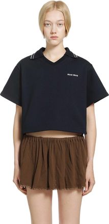 Miu Miu Cropped Cotton Fleece Polo Shirt