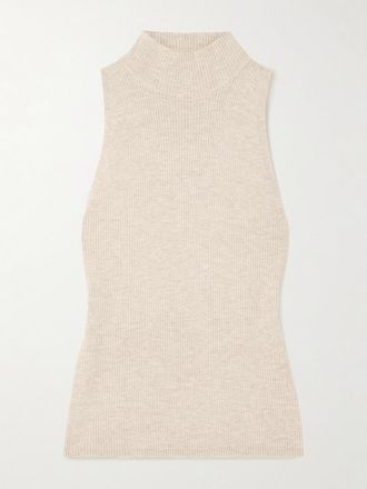 Brunello Cucinelli Haut À Col Montant En Mailles Côtelées Métallisées - Neutres