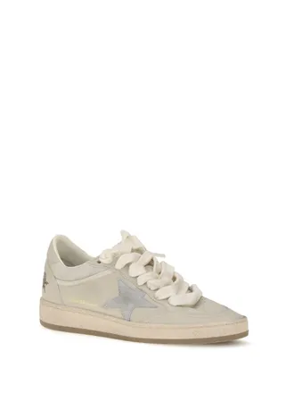 Golden Goose Womens Ball Star Leather Sneakers Cream-Light Grey-Grey Cream/light Grey/grey